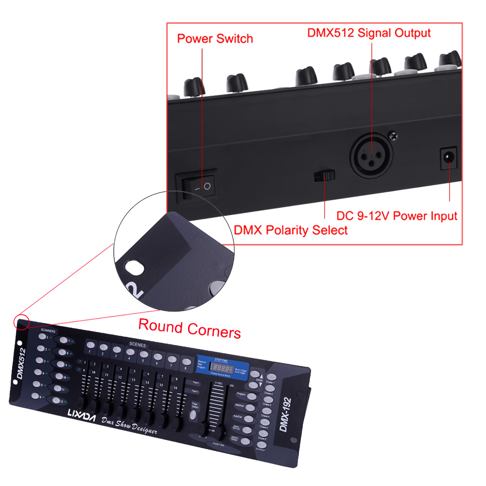Lixada Contrôleur DMX 512 192 Canaux Equipment pour DJ Disco Light ...
