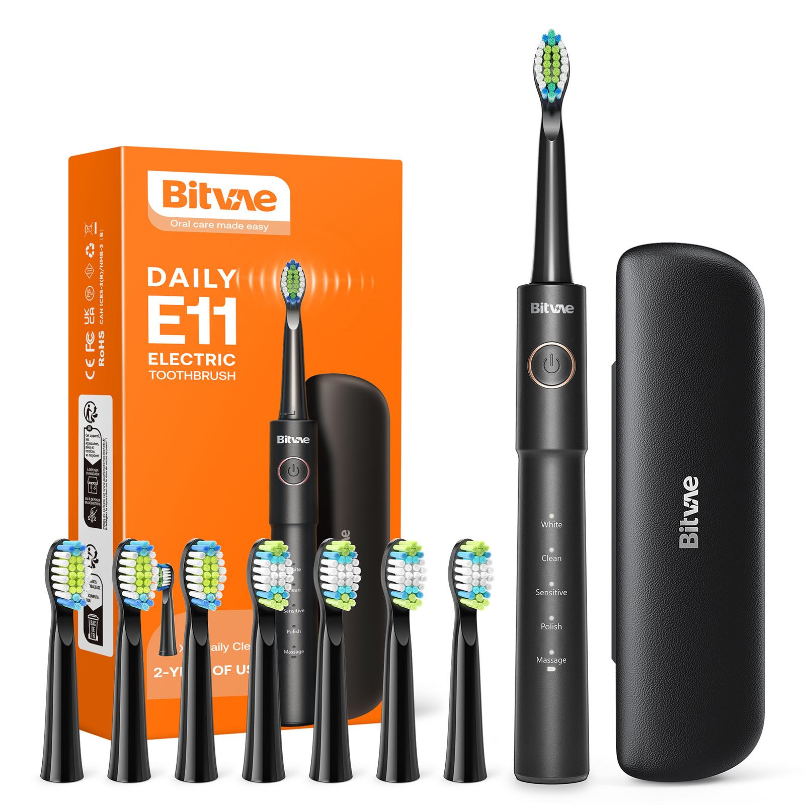 Cepillo de Dientes Eléctrico Bitvae USB Negro 5 Modos | Walmart en línea