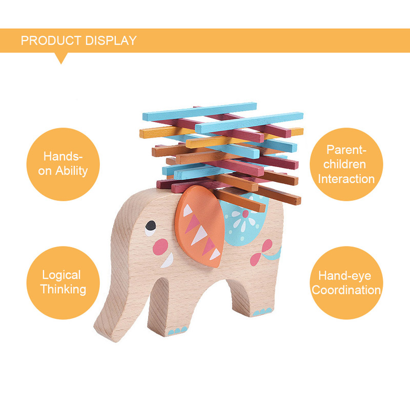 Wooden Blocks Balance Elephant Toy